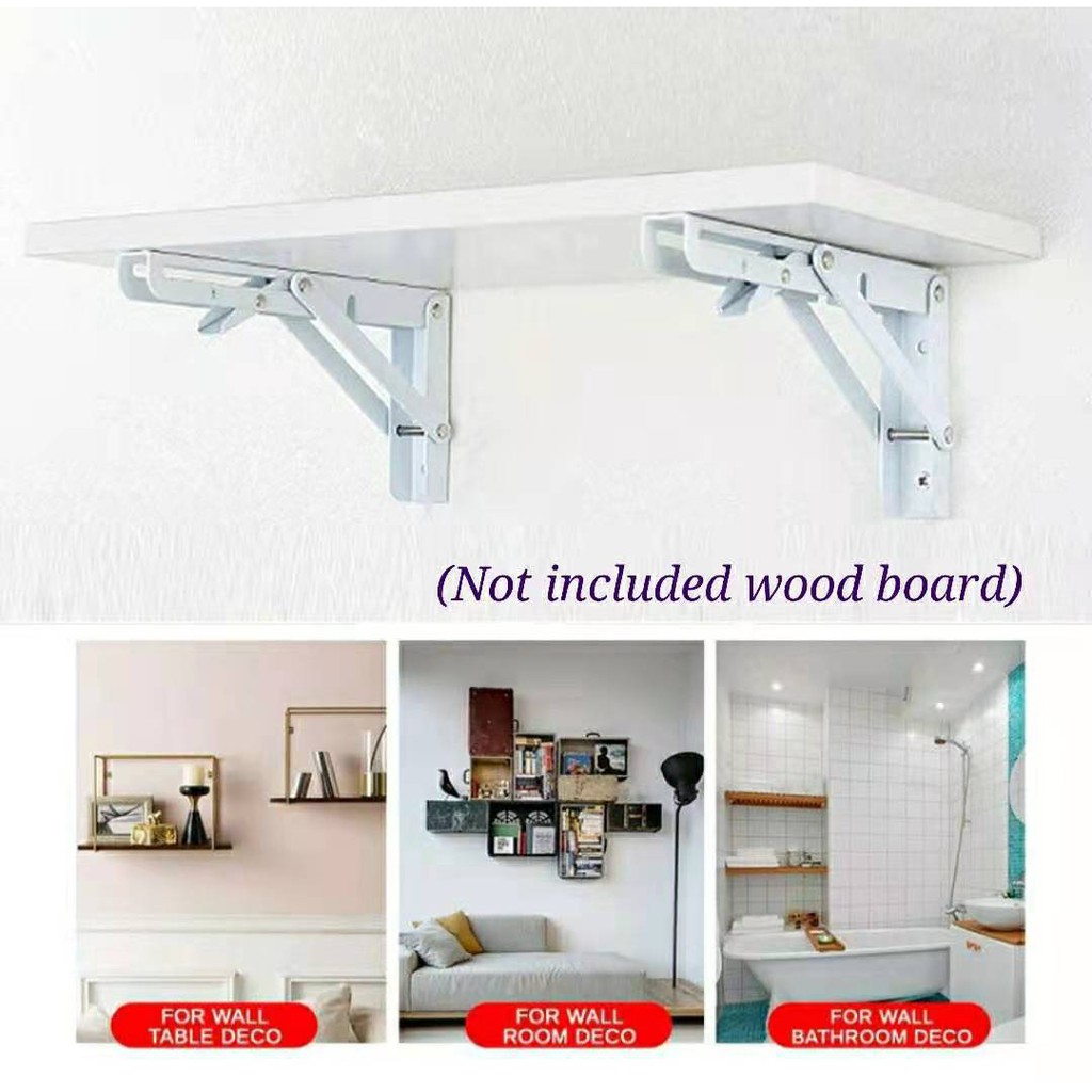 L Shape Wall Mount Metal Folding Shelf Bracket in pairs (25CM-10 ...