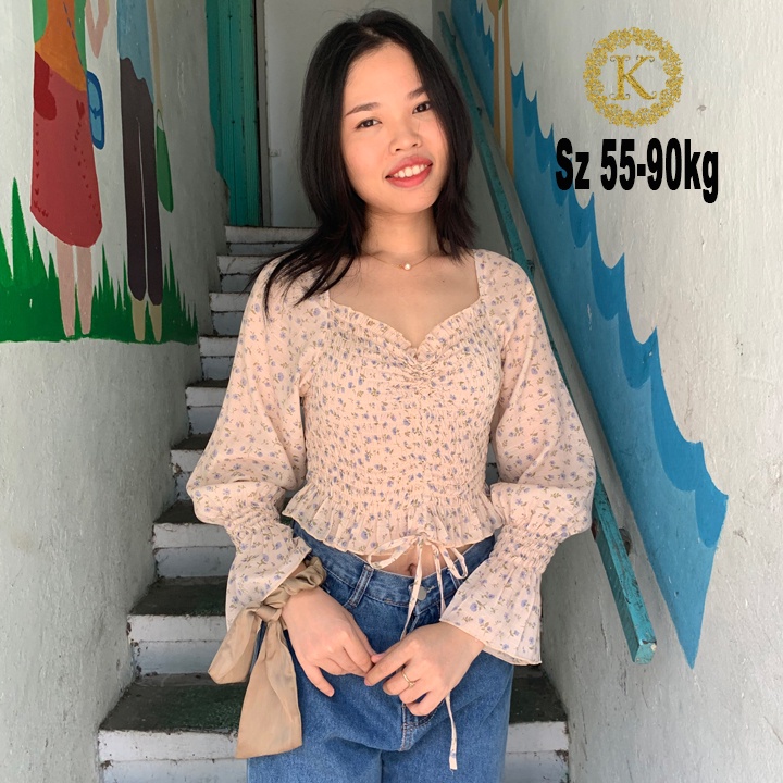 Pink floral crop top 40-63kg | Shopee Malaysia