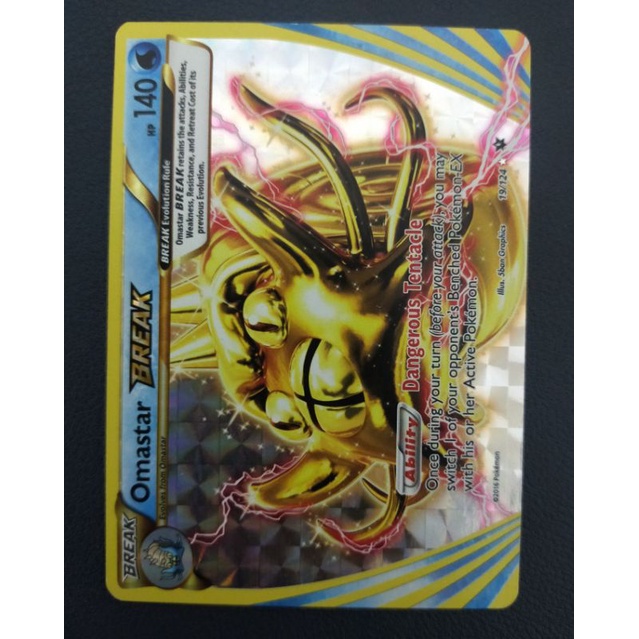Pokemon Omastar Break Rare 19/124 XY Fates Collide Near Mint Card ...
