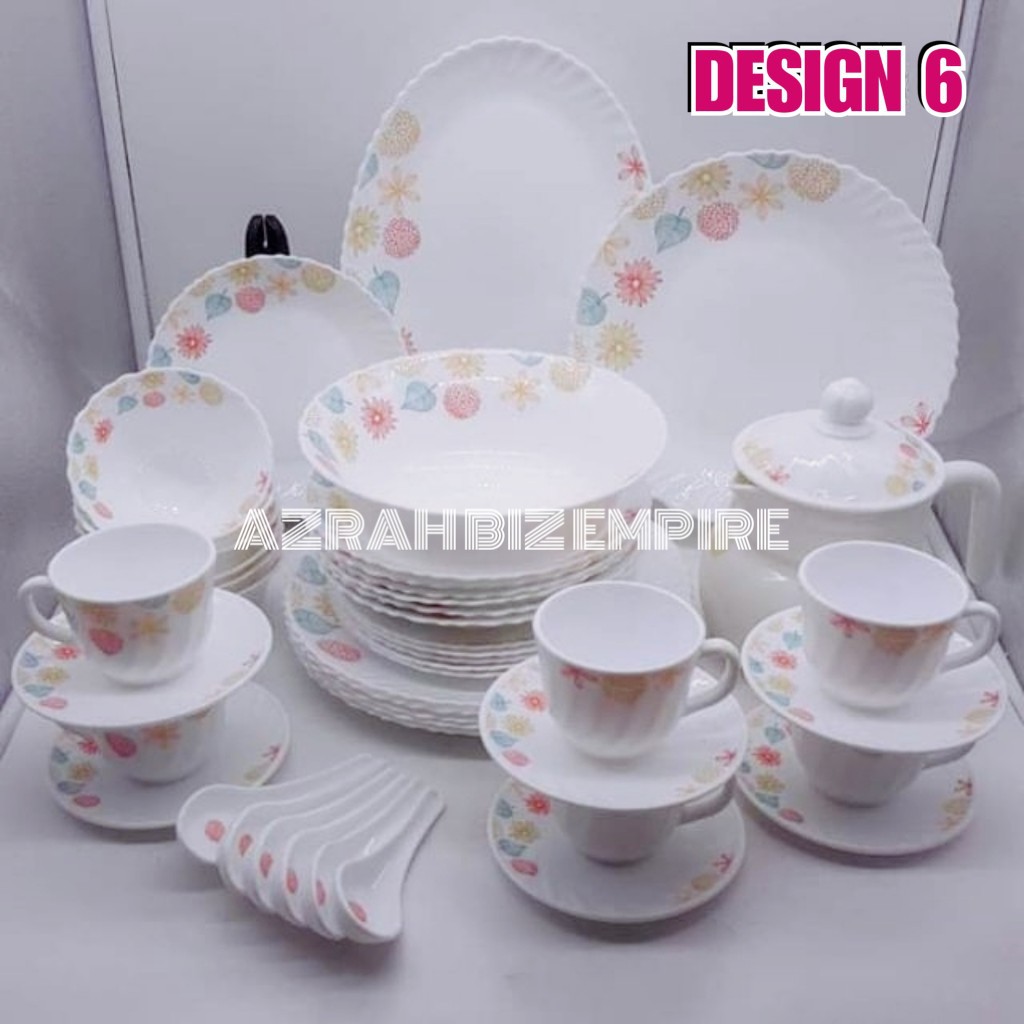 🔥NEW DESIGN! 46PCS OPAL DINNER SET PREMIUM OPALWARE / SET PINGGAN MAKAN ...