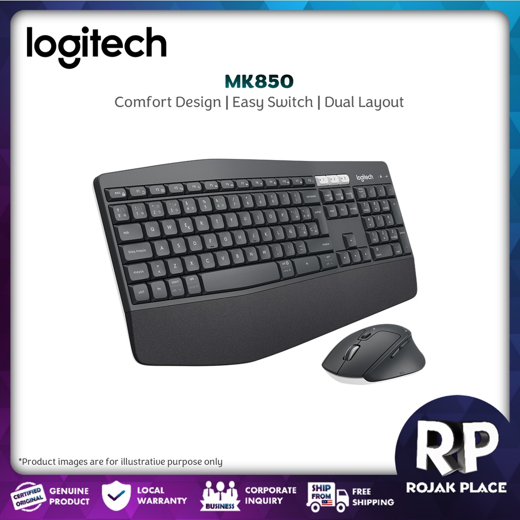 Logitech Mk850 Multi Device Wireless Keyboard And Mouse Combo 2 4ghz