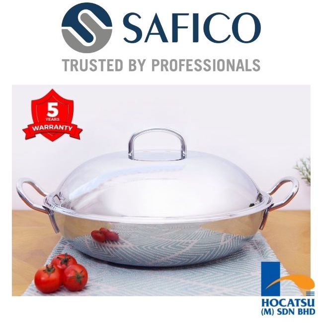 Safico Stainless Steel 5 Ply Wok With 2 Handles With Lid | Shopee Malaysia