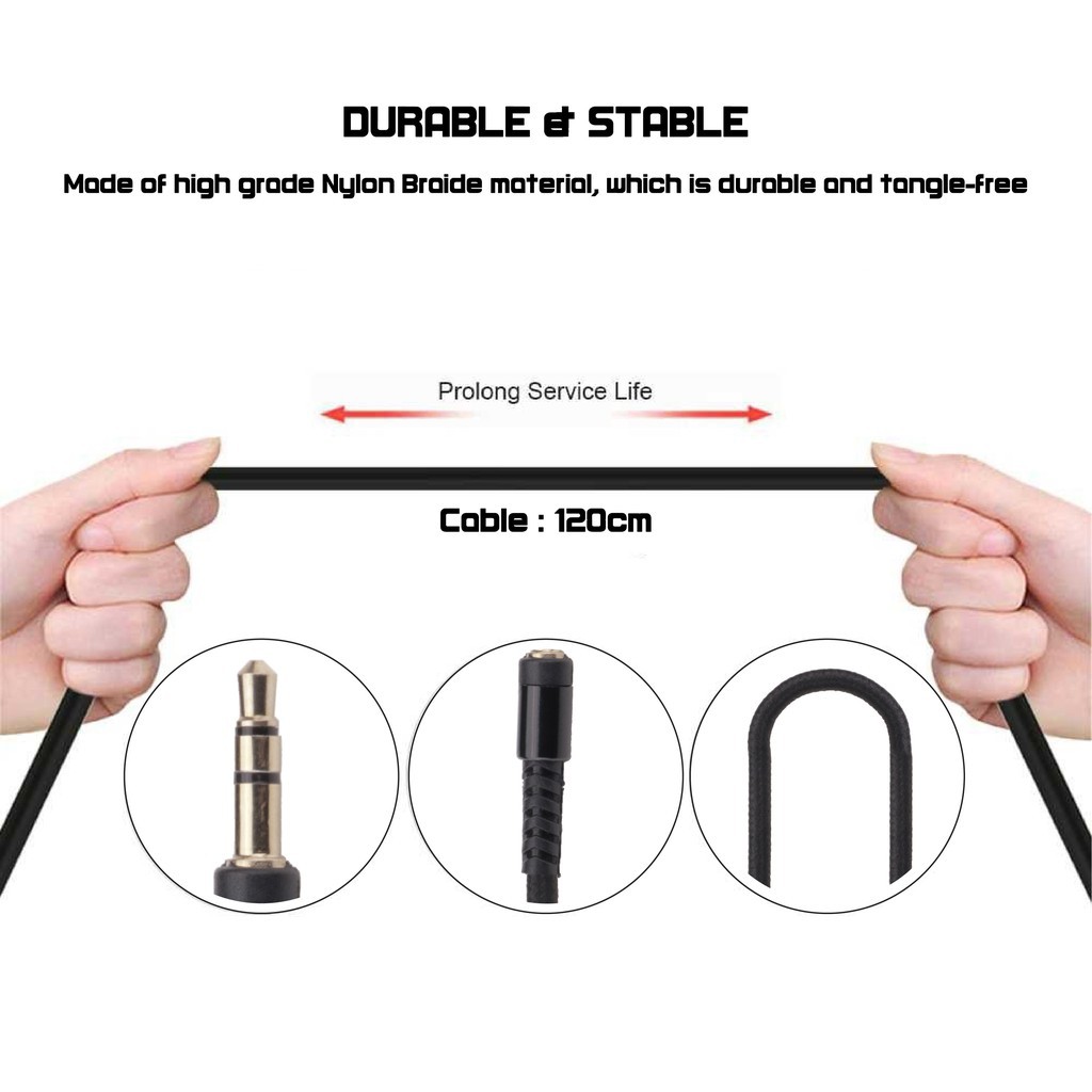 Aux Cable with Microphone for Bluetooth Headset Headphone Smartphone 3 ...