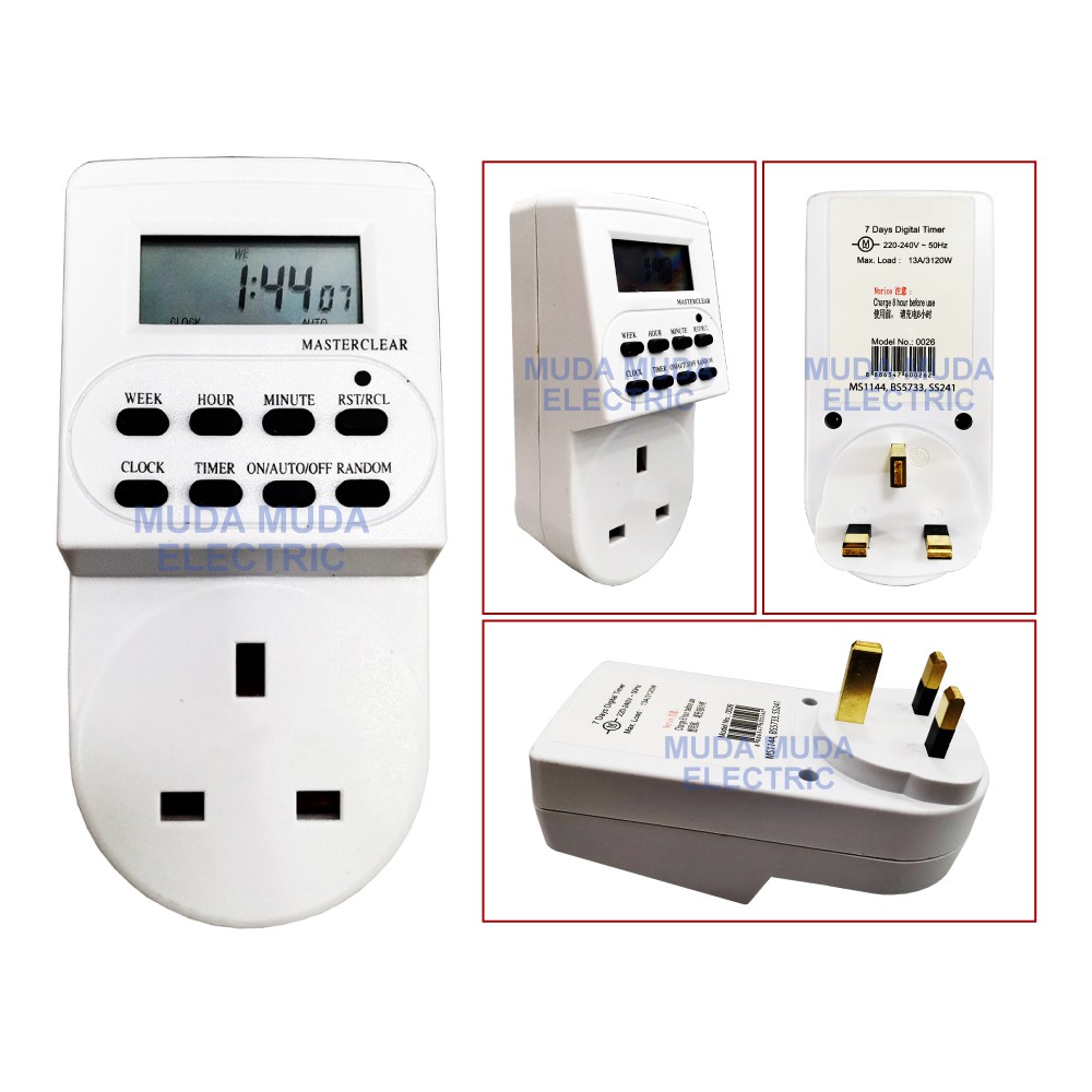 SUM 30% OFF 24 Hours Digital 3 Pin Plug In Timer | Shopee Malaysia