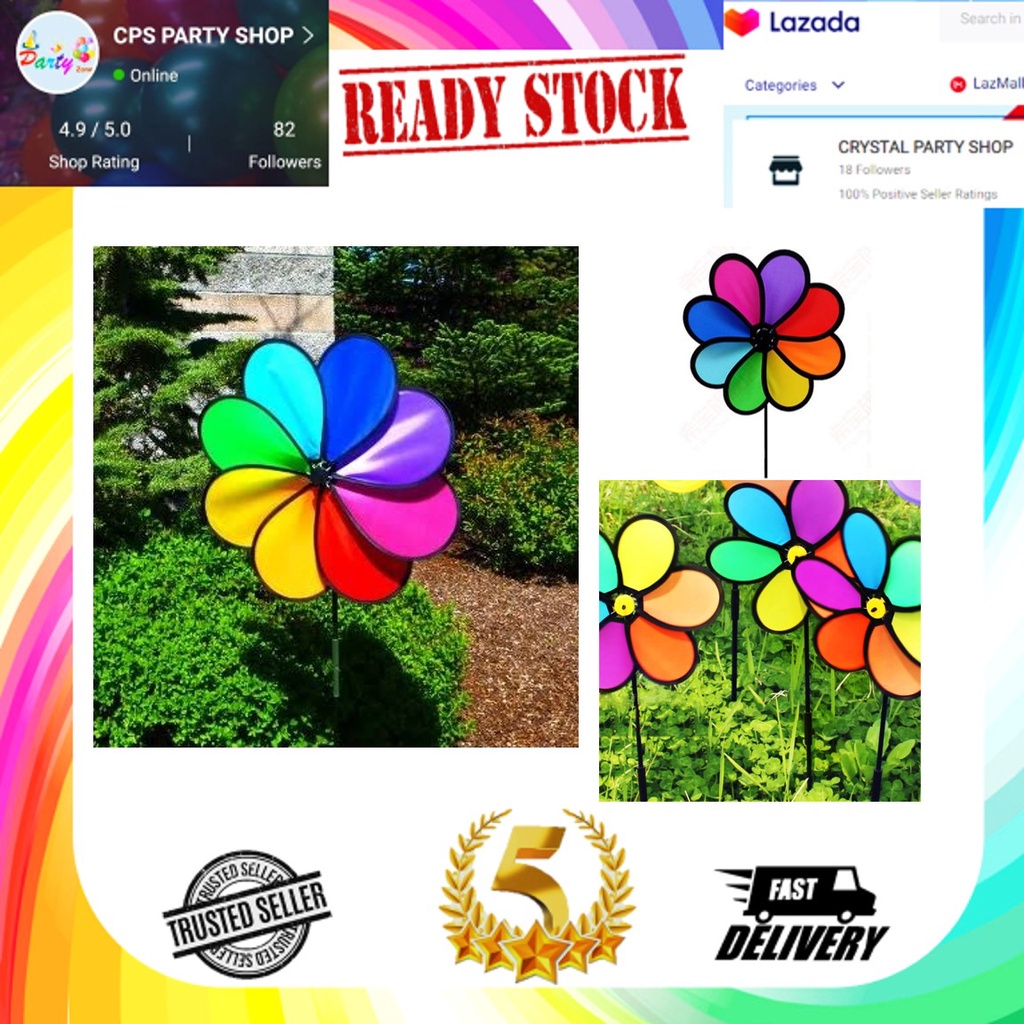 Colourful 8 Rainbow Wind Wheel - Colourful Windmill - Rainbow Wind ...