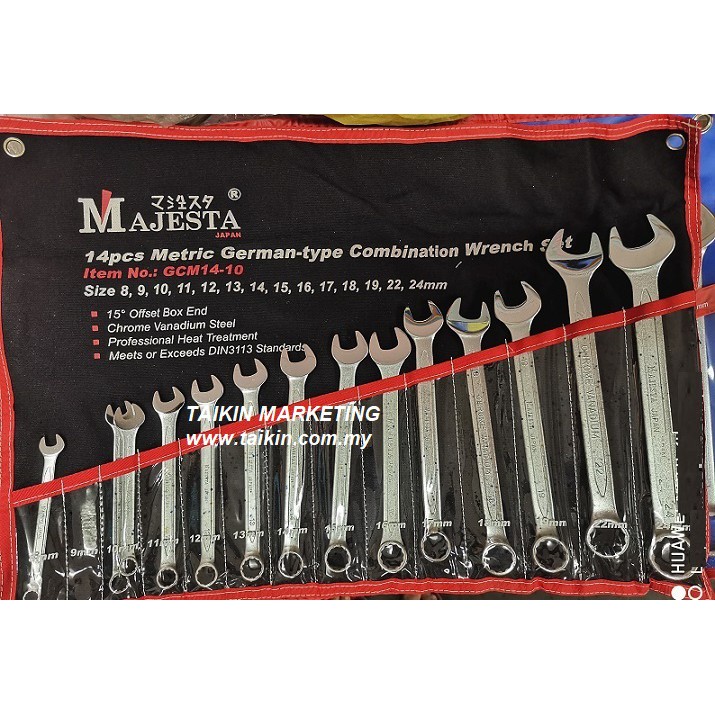 Majesta 14 Pieces German-Type Combination Wrench Set 8mm to 24mm ...
