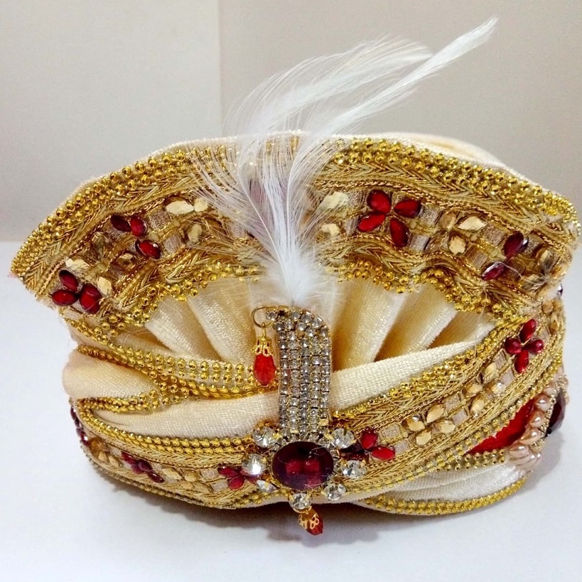 Thalapa / Embellished Art Velvet Turban ( Big Wedding Thalapa / Swamy ...