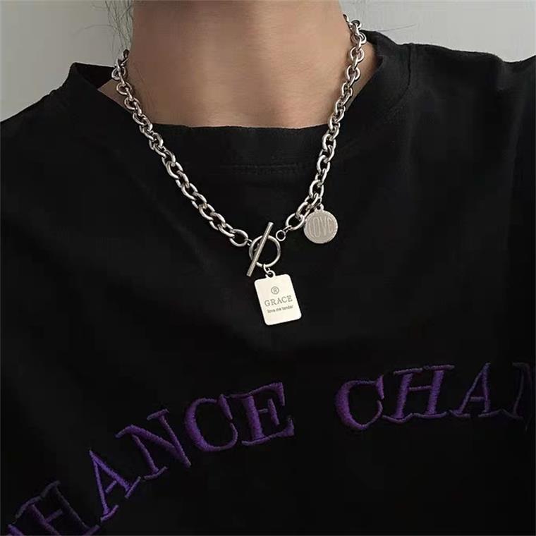 Titanium Accessories Stainless Orange Titanium Necklace With Letter ...
