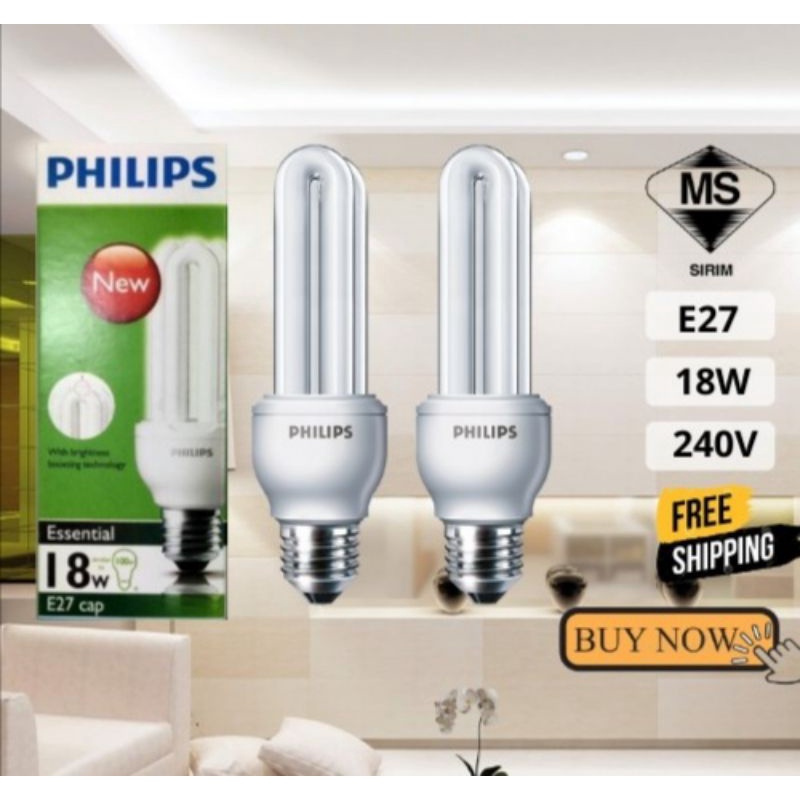 Philips / Panasonic Energy-Saving 3U Bulb E27 Lamp 8W 18W 23W YELLOW ...