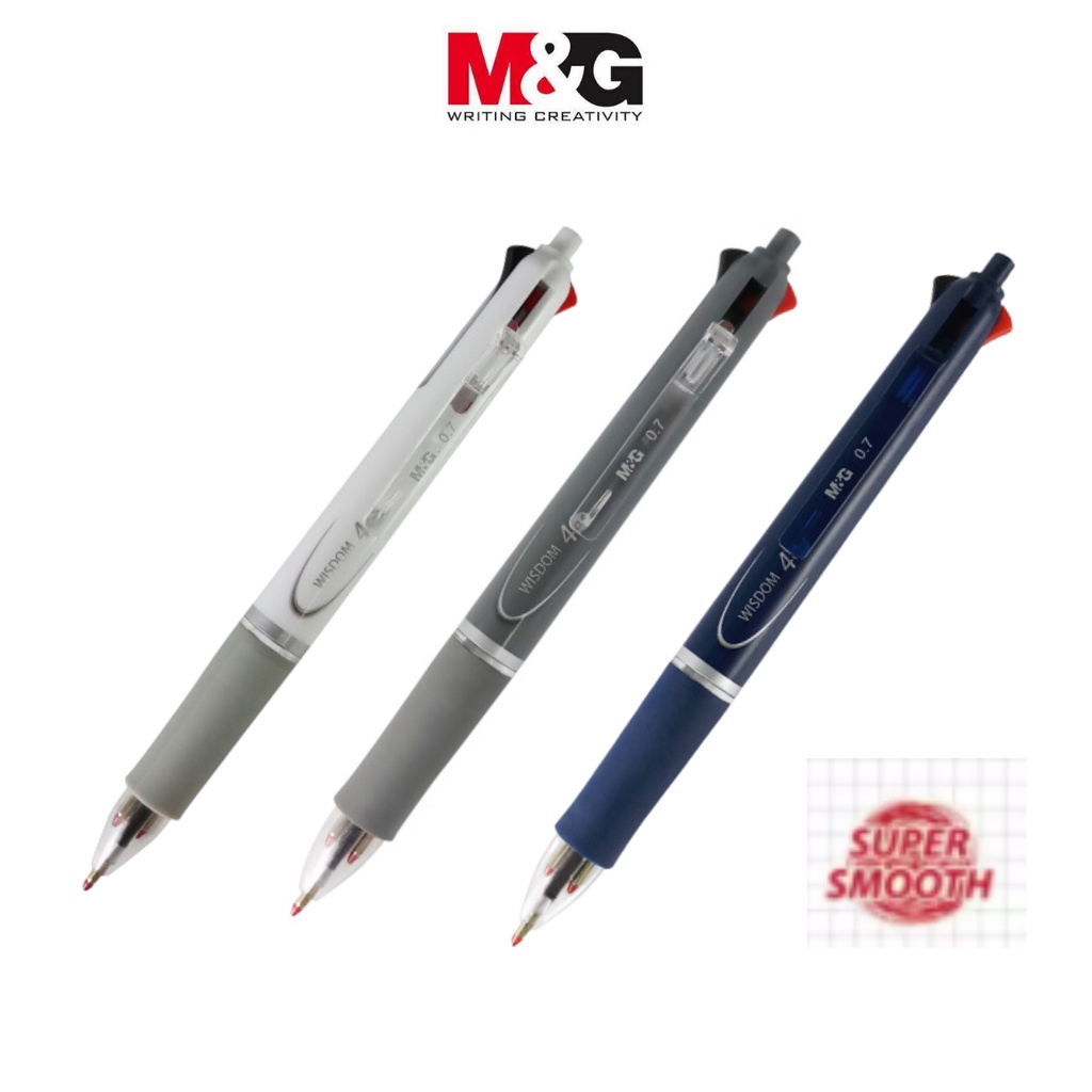 M&G Semi-Gel Ball Pen 4 Colours 0.7mm - Wisdom 4 ABP803R4 (1PC ...