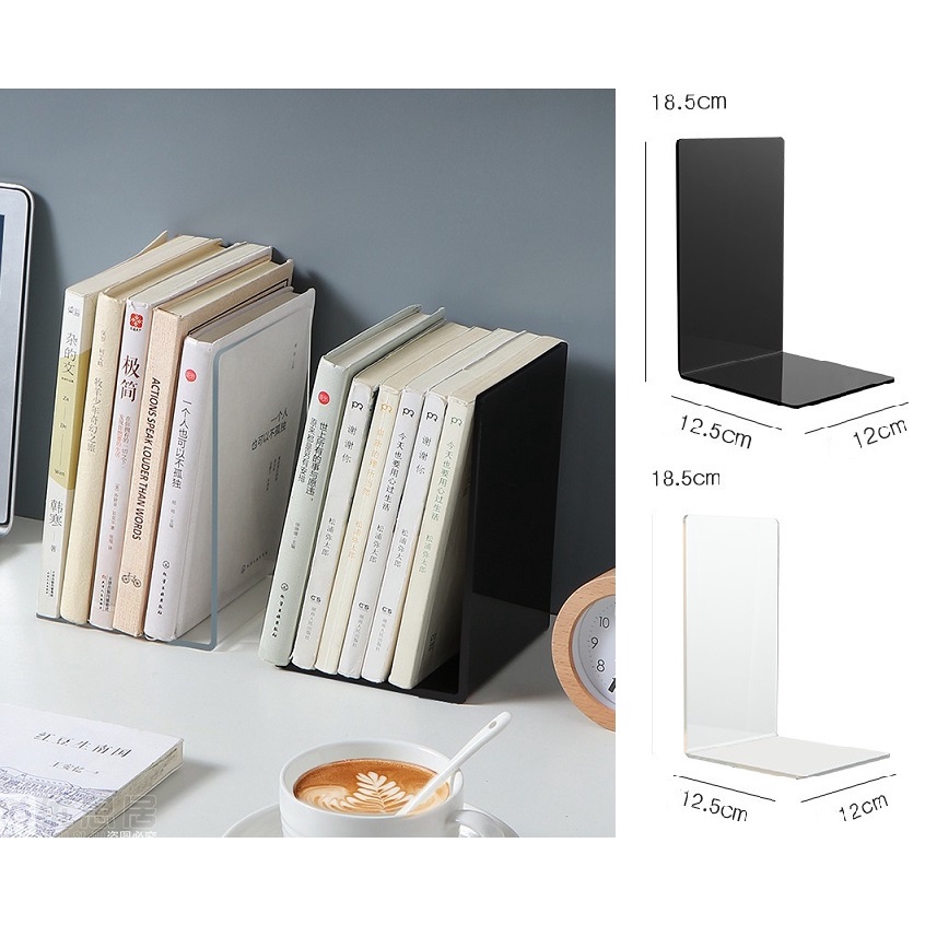 【Ready Stock】L Shape Book Stand Book Shelf Transparent Bookend Holder ...