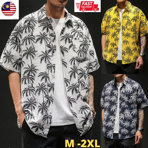Baju Hawaii T-Shirt Men Women Beach T-shirt Hawaii lelaki Bunga Raya ...