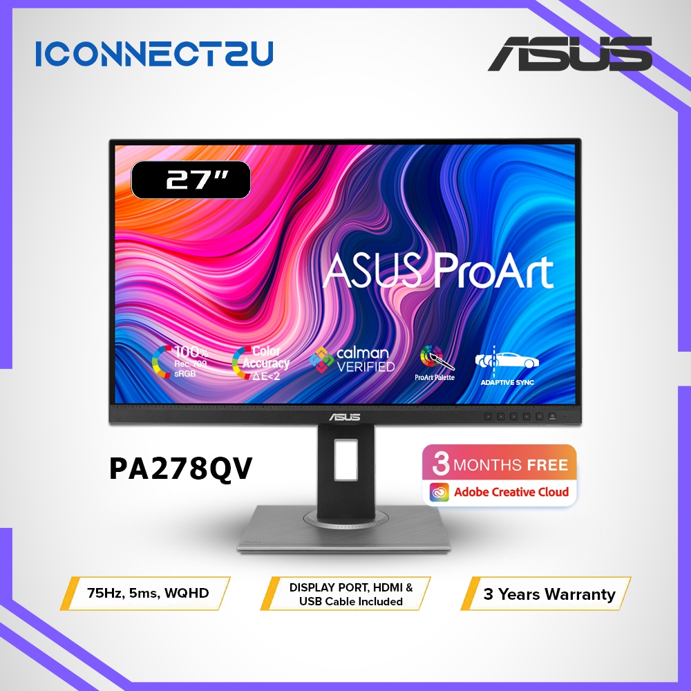 Asus ProArt Display 27" PA278QV WQHD IPS 75Hz Adaptive Sync 100% SRGB ...