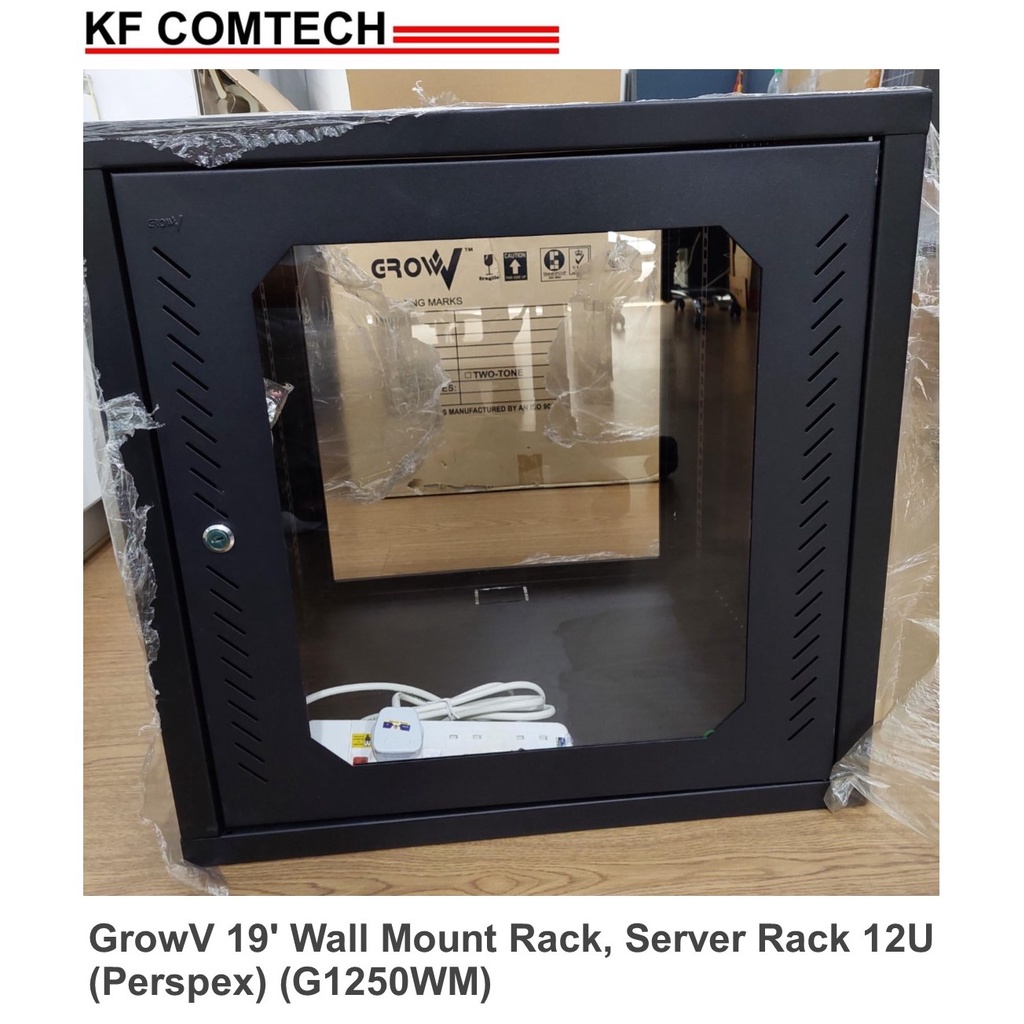 GrowV 19" Wall Mount Rack, Server Rack 12U (G1250WM)(Perspex) | Shopee ...