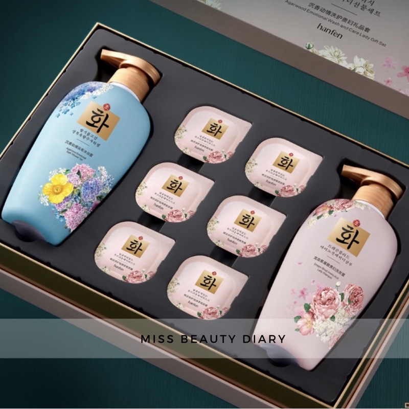 【ReadyStock】韩芬沐浴礼盒🧴🎁HanFen Shower Set Bath Set Body Wash Hair Shampoo ...