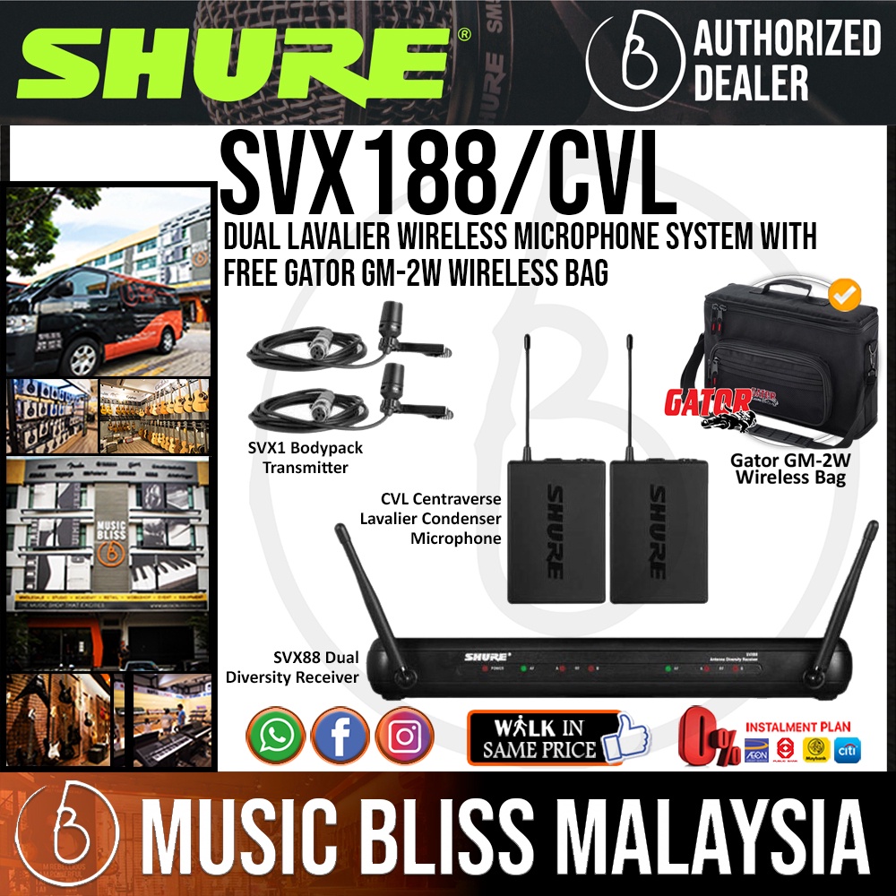 Shure SVX188/CVL Dual Lavalier Wireless Microphone System & CVL ...