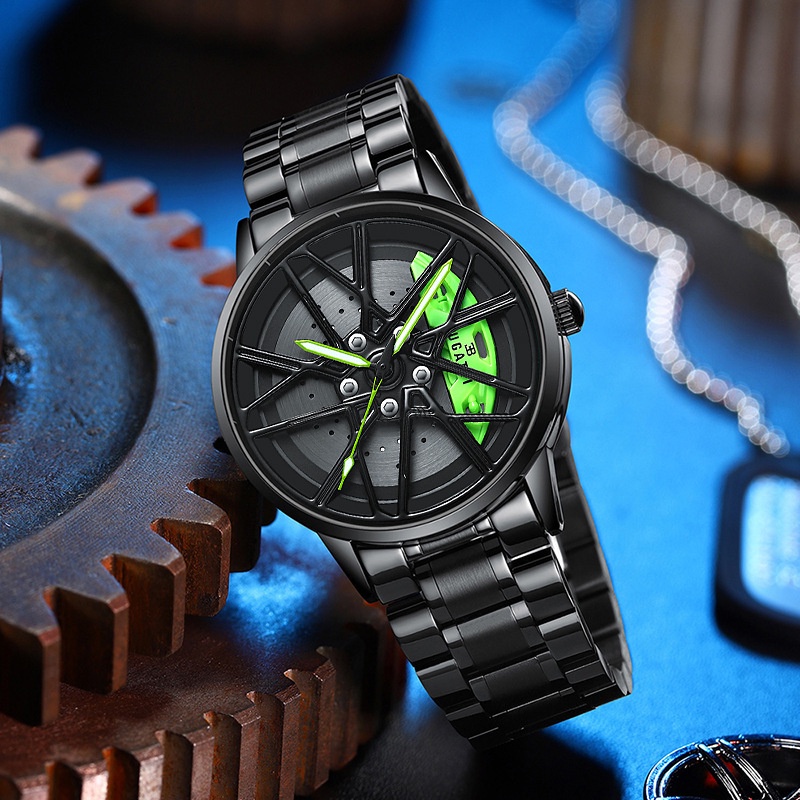 SVJ hub watch cultural theme three-dimensional hollow out Bugatti green ...