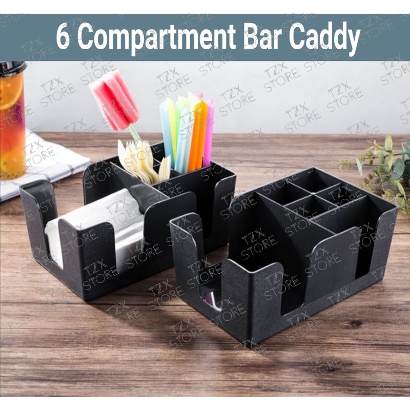 6 Compartment Plastic Bar Caddy Storage Rack | Shopee Malaysia