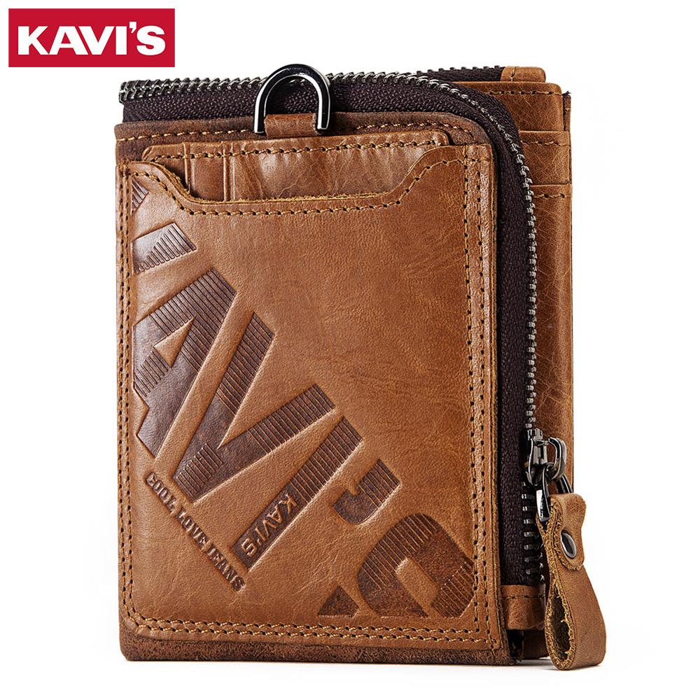 KAVIS 100% Genuine Leather Crazy Horse Wallet Men Coin Purse Male ...