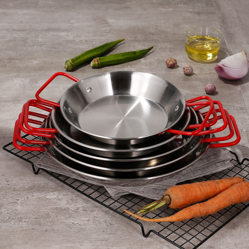 Paella Spanish Paella Pan Frying Pan Double Ear Pan Stainless Steel ...
