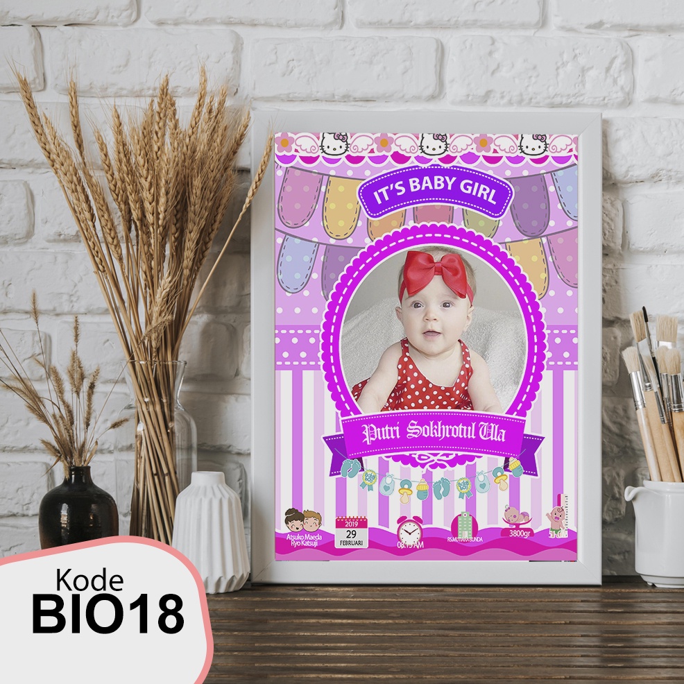 Child's Birth biodata Print bio baby figura Frame custom Child Design ...