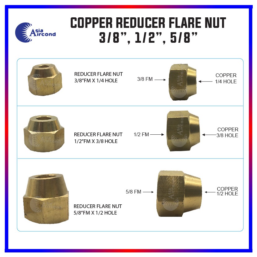 FLARE NUT REDUCER ( 1/4 x 3/8 ) & ( 3/8 x 1/2 ) & (1/2 x 5/8) | Shopee ...