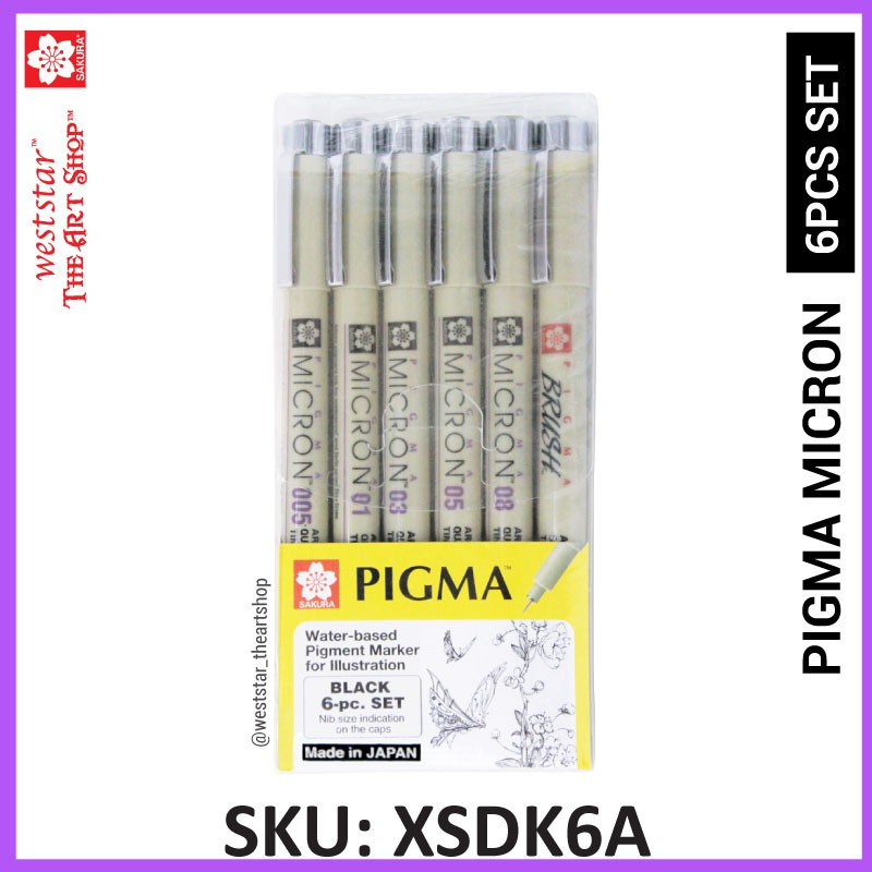 [WESTSTAR] Sakura Pigma Micron Drawing Pen Set - XSDK-6A ( set of 6pcs ) | Shopee Malaysia