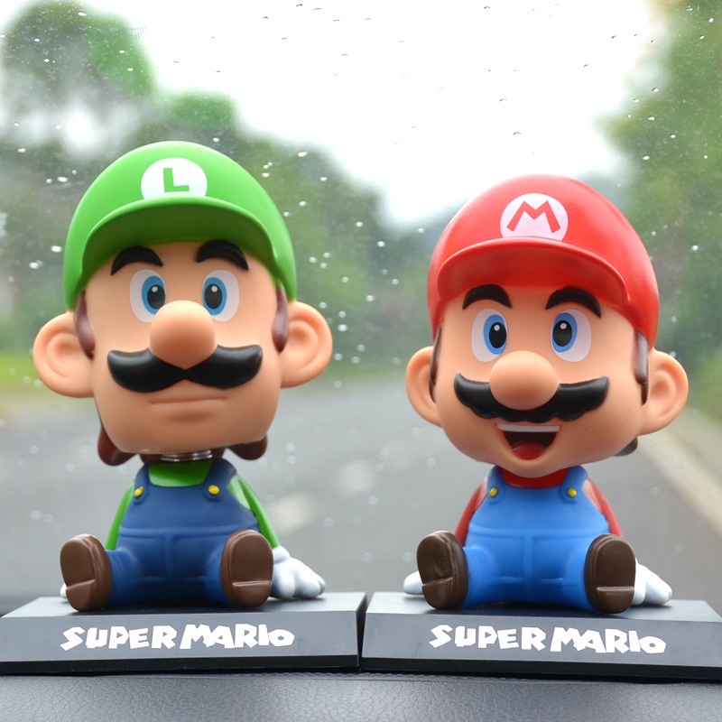 10cm Nintendo Game Super Mario Bros Mario luigi Shaking Head Doll PVC ...