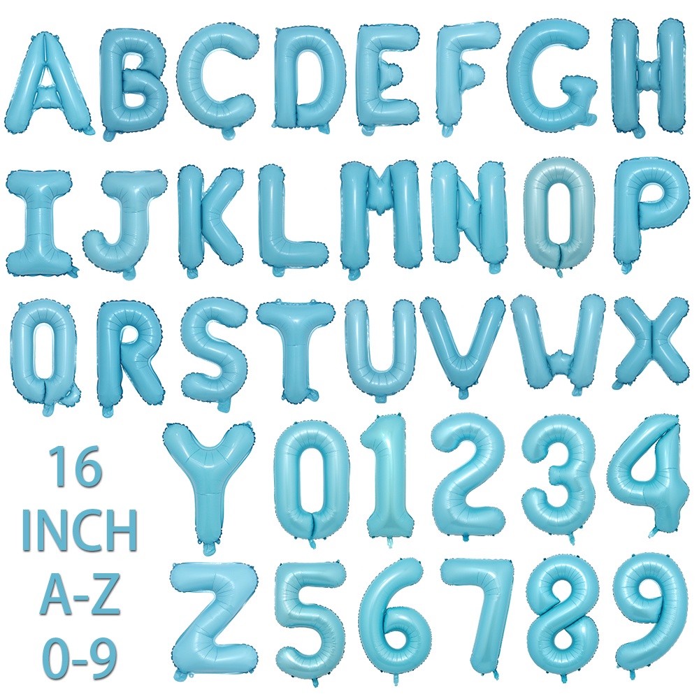 16 Inch Light Blue Foil digital number Balloons Wedding Favors Happy ...