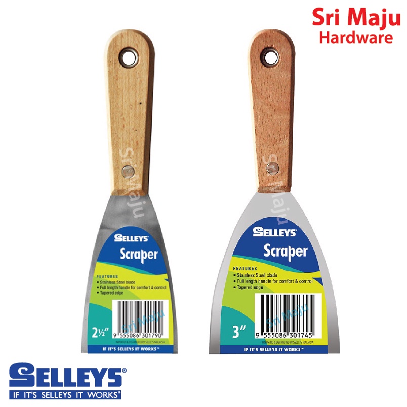 MAJU Selleys Quality Stainless Steel Scraper Wood Handle Strong Blade ...