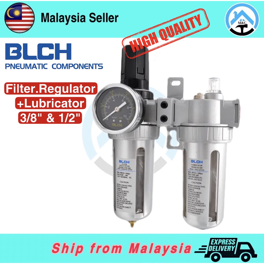 [BLCH] Filter,Regulator,Lubricator 3/8' & 1/2" FRL Air unit, SFC300/400 Pneumatic Air Pressure ...