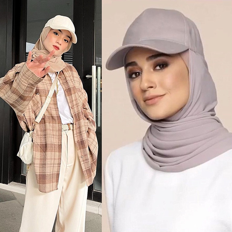 Sport Chiffon Hijab With Baseball Cap // Chiffon Tudung Shawl With ...