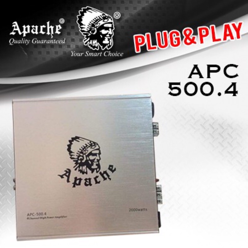 APACHE 50W X 4 CHANNEL 2000 WATTS PLUG N PLAY CAR AUDIO SYSTEM ...