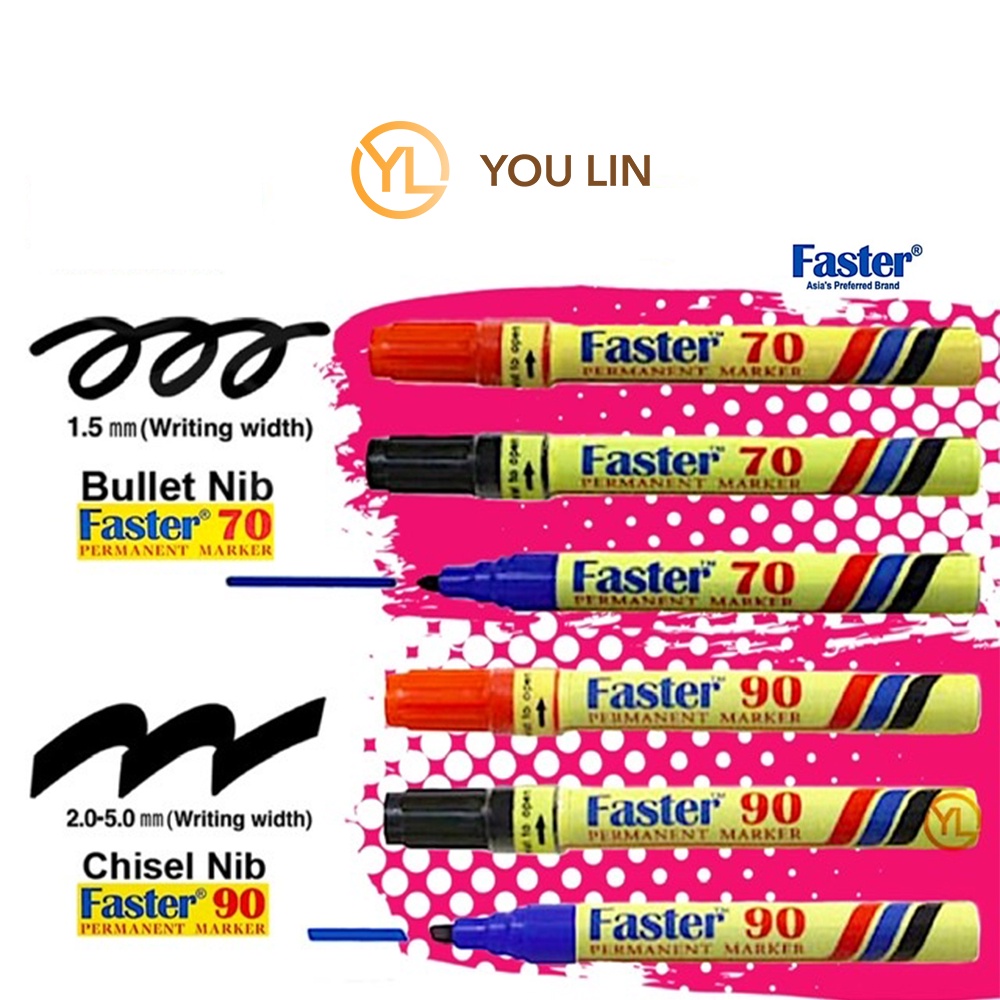 Faster Permanent Marker 70 Bullet Nib / 90 Chisel Nib | Shopee Malaysia