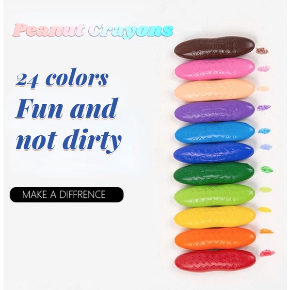 24 Colors Peanut Crayons for Toddlers Babies crayon macaron colours ...