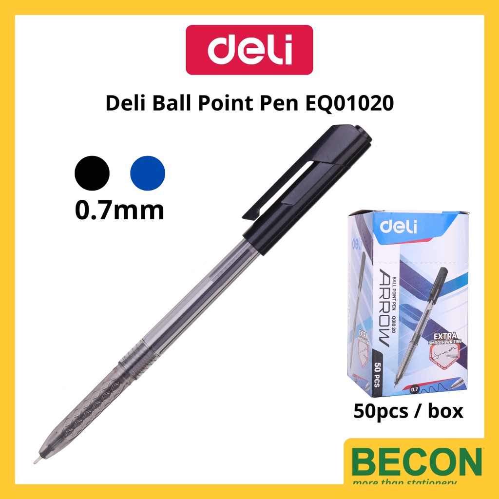 Deli Ball Point Pen EQ01020 Mini Tip 0.7mm Black Blue | Shopee Malaysia