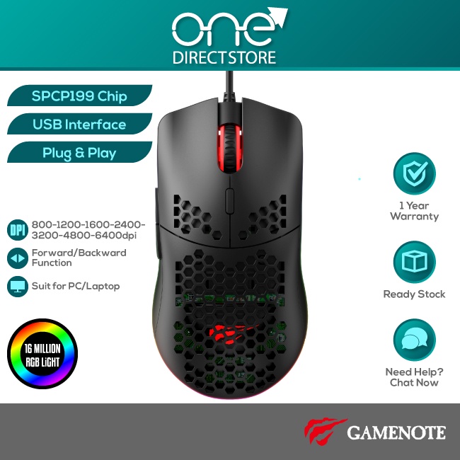 GAMENOTE MS1023 6400DPI RGB Backlit Gaming Mouse | Shopee Malaysia