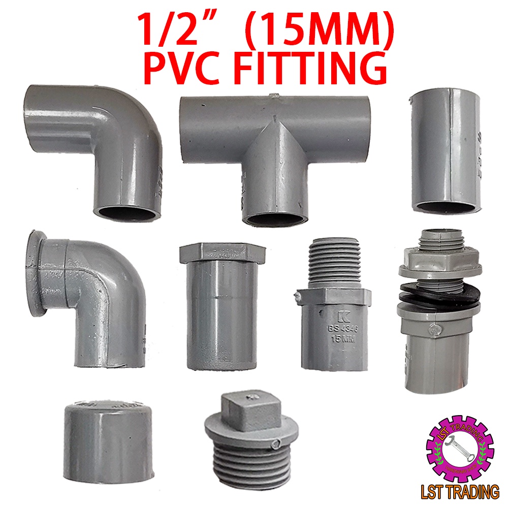 [READY STOCKS] PVC FITTING 15MM (1/2")/ PVC ELBOW/ PVC TEE/ PVC SOCKET ...