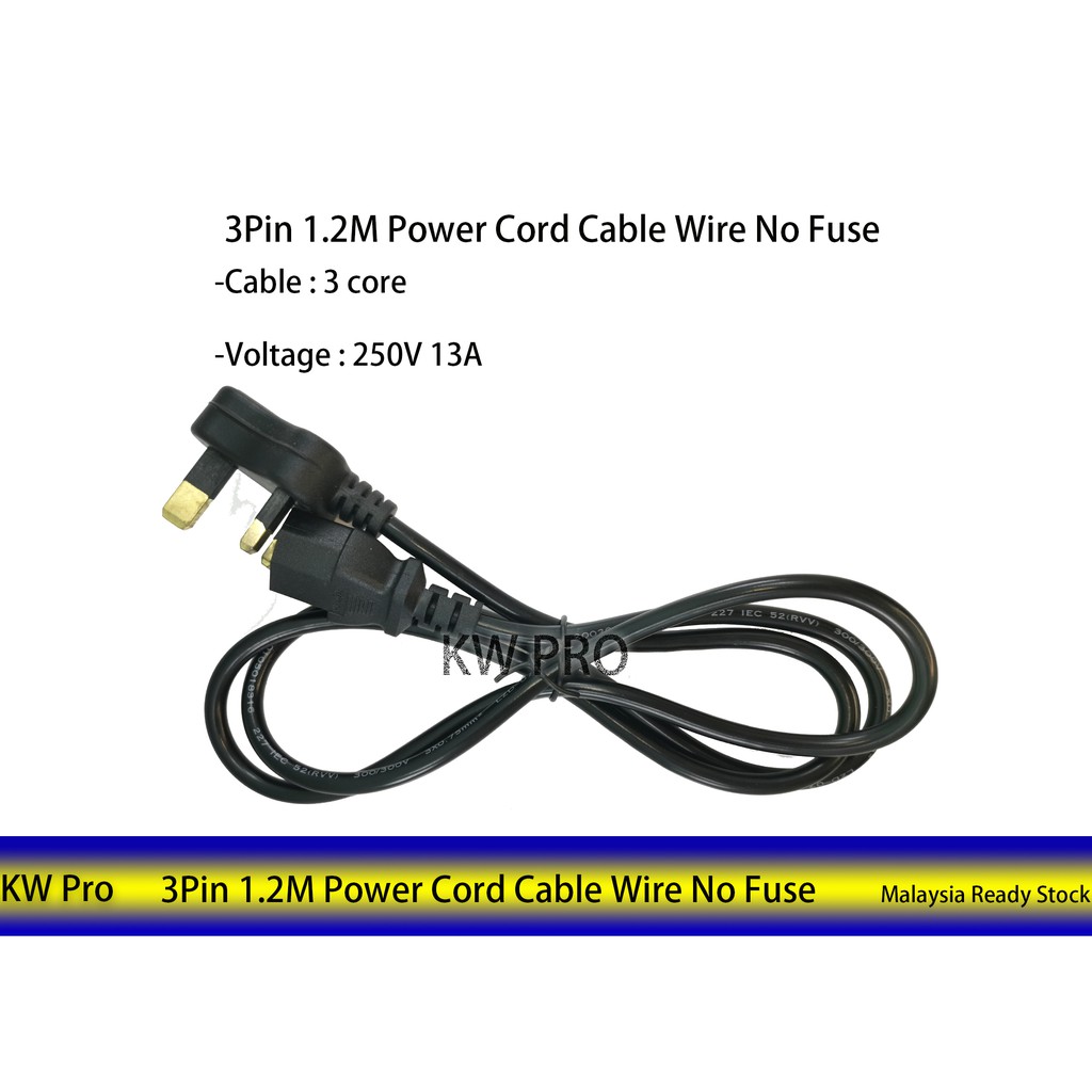 3Pin 1.2M Power Cord Cable Wire No Fuse for Power Supply/ AC Adaptor ...