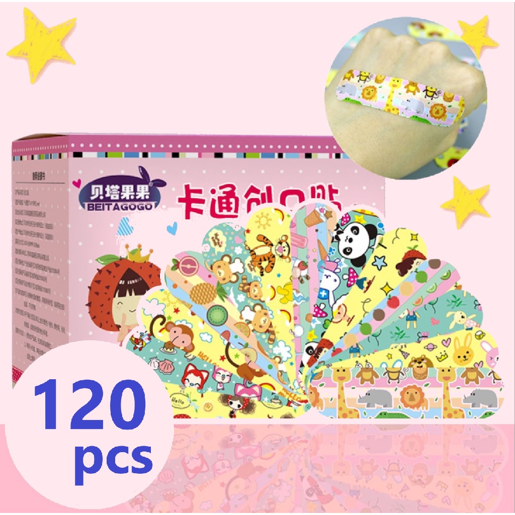 120pcs Cute Cartoon Plaster Medical Breathable Transparent Band Aid ...