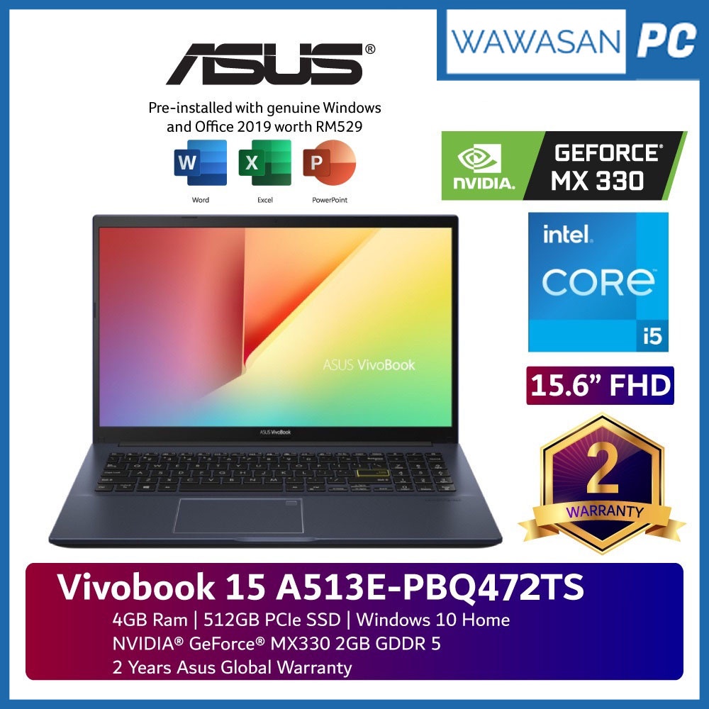 Asus Vivobook 15 A513E-PBQ472TS 15.6 inch FHD Laptop Cobalt Blue | i5 ...