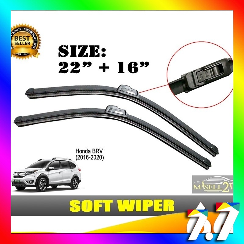 🔥Ready Stock🔥Honda BRV BR-V (2016-2020) Soft Car Wiper Blade Set (22 ...