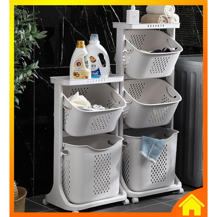 [OneHome] 2/3 Tier Laundry Basket Bathroom Storage Basket Bakul Dobi ...