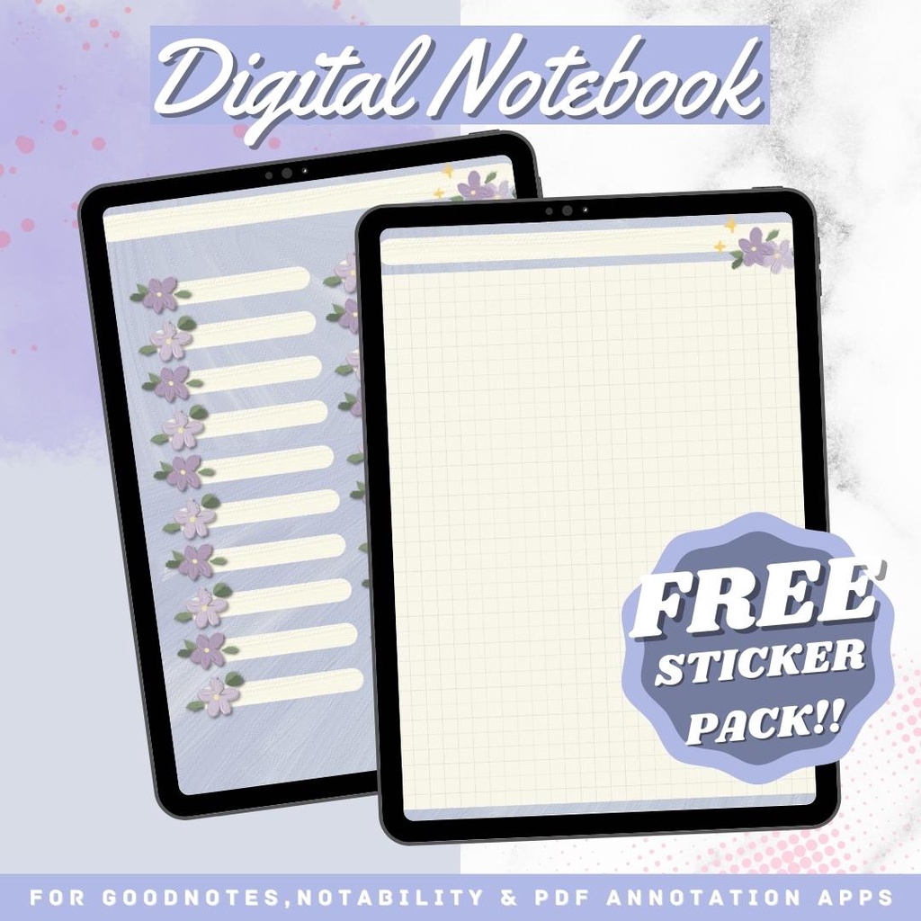 Digital Notebook Digital Planner Grid Notebook Goodnotes Template ...