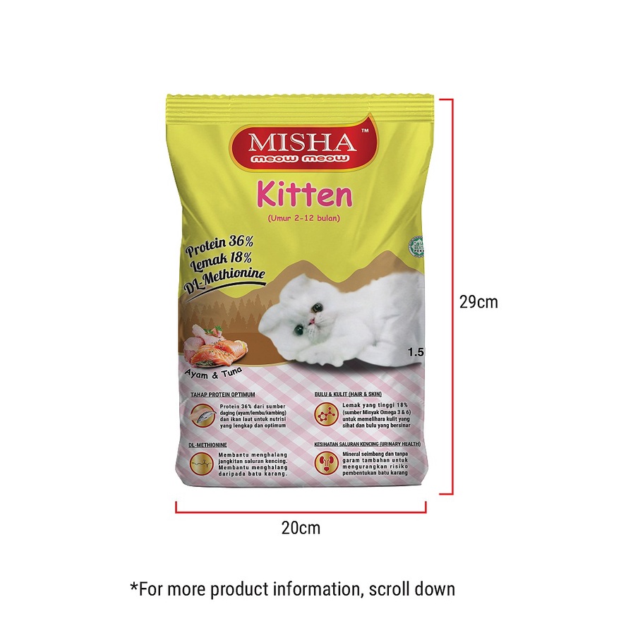 Misha Kitten Kibbles Chicken & Tuna Dry Cat Food 1.5kg Original Pack ...