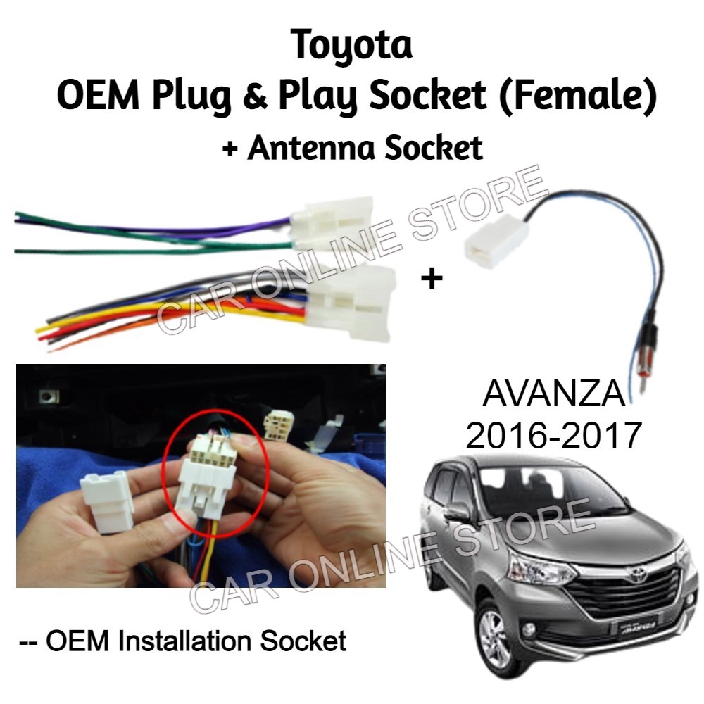 Toyota Avanza 2016-2017 Plug and Play Socket OEM Cable Player + Antenna ...