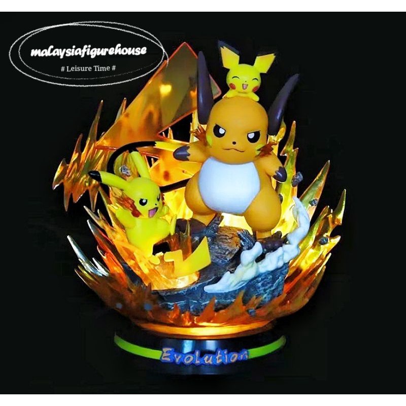 🔥READY STOCK🔥26CM POKEMON PIKACHU EVOLUTION LIGHT UP COPY RESIN ACTION ...