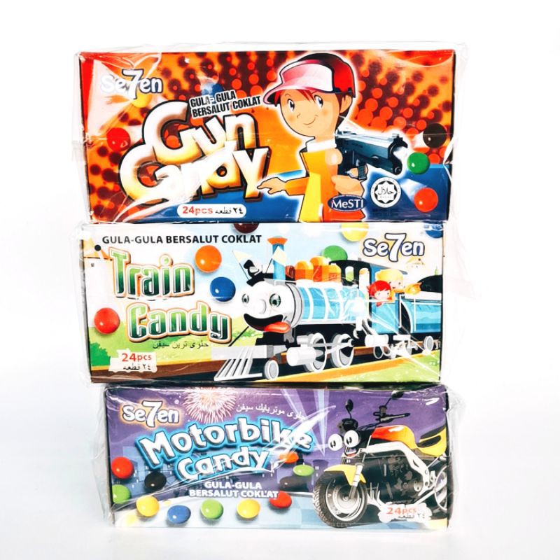 ( READY STOCK ) Se7en Gun / Train / Motorbike Chocolate Bean Candy ...