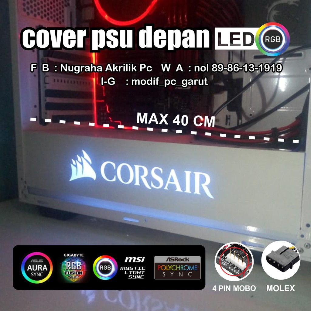 Psu COVER Front LED RGB LOGO COSTUM | Shopee Malaysia