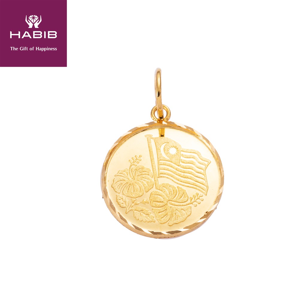 HABIB National Flag and Bunga Raya Coin Gold Pendant, 916 Gold (0.45G ...